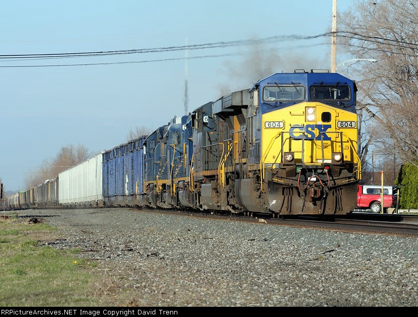 Westbound CSX Q641 is at MP 102 on track number one